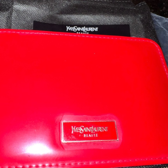 Yves Saint Laurent | Bags | Ysl Red Shiny Patent Leather Vanity Hard ...